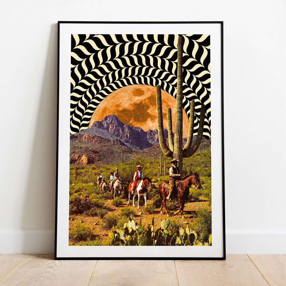 Kna Prints - Illusionary Cowboys, Opart Collage, Western Art ...