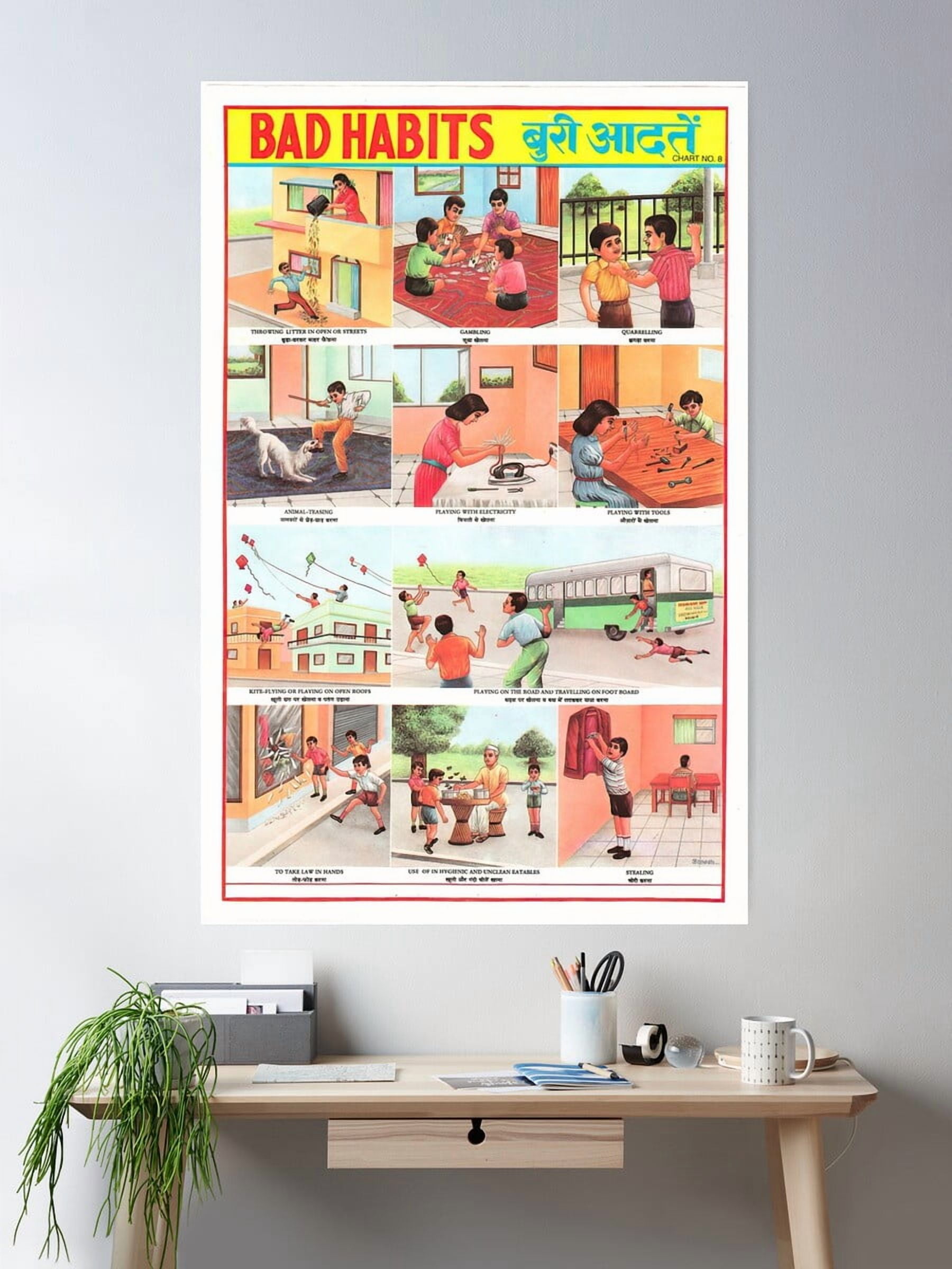 Kna Prints - Illustrated Chart From India - Bad Habits Rare Vintage ...