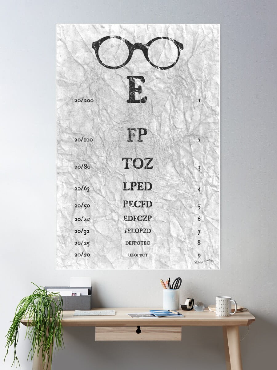 Kna Prints - Illustration - Eye Test In Shabby Vintage Style Poster ...
