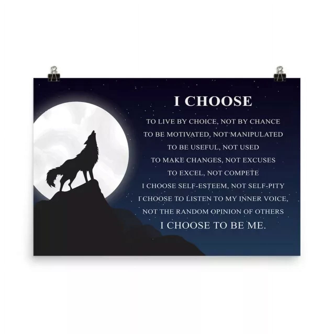Kna Prints - Inspirational Motivational Wolf Print Wall Art I Choose To ...