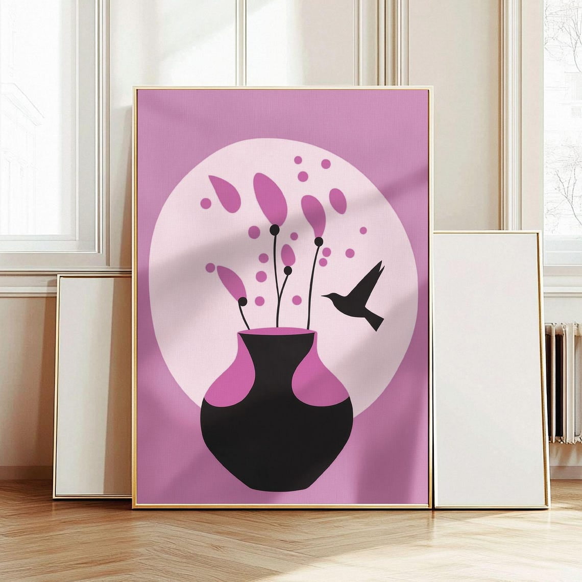 Kna Prints - Interesting Shape Art Print, Pink Purple Wall Art, Japandi ...