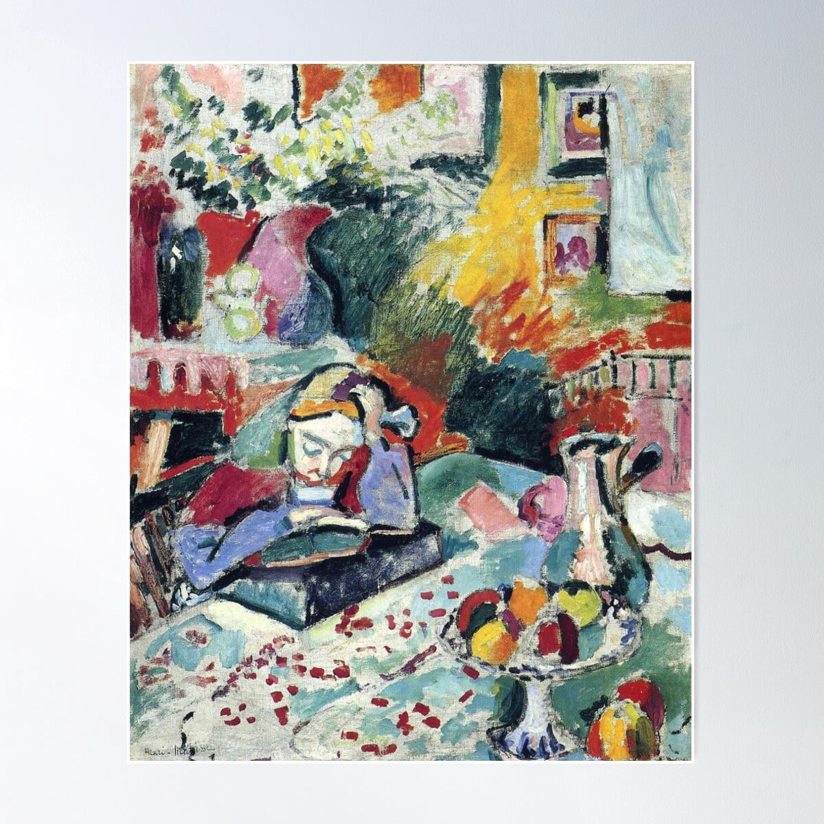 Kna Prints - Interior With Girl Reading Matisse For Home Decor, Living ...