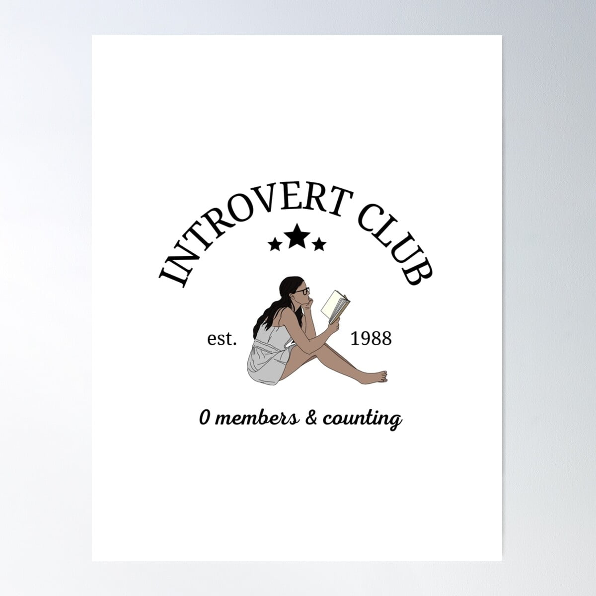 Kna Prints - Introvert Club Poster, UNFRAMED-12x18 - Walmart.com