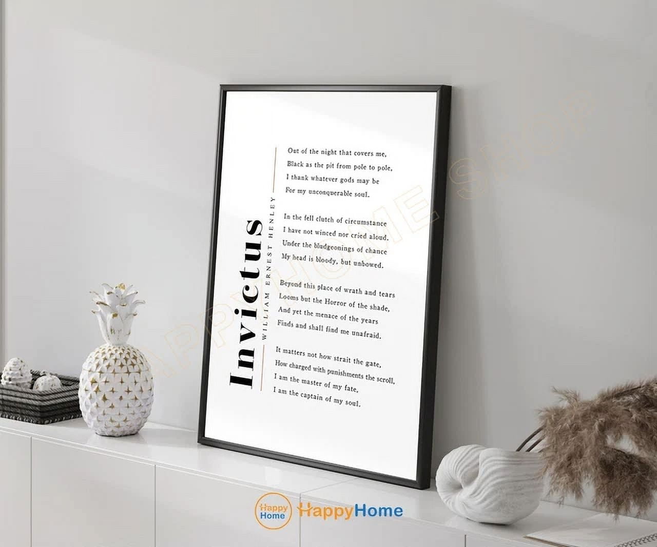 Kna Prints - Invictus Poem Wall Art William Ernest Henley Literary Book ...