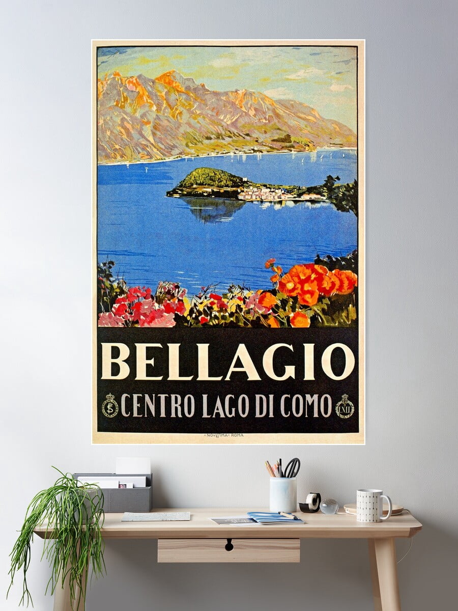 Kna Prints - Italy Bellagio Lake Como Vintage Italian Travel Advert ...