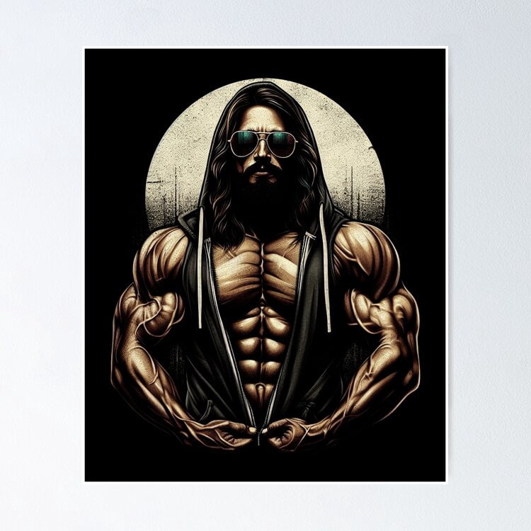 Kna Prints - Jacked Jesus Christ Gym Bodybuilder Poster Wall Art Print ...
