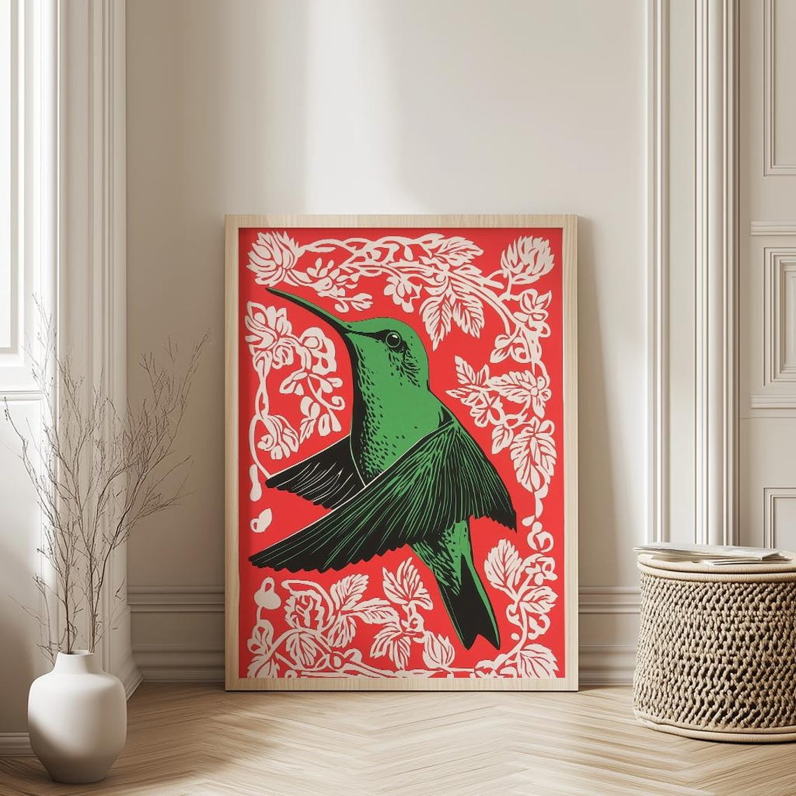 Kna Prints - Japanese Inspired Hummingbird Print, Asian Flower And Bird ...