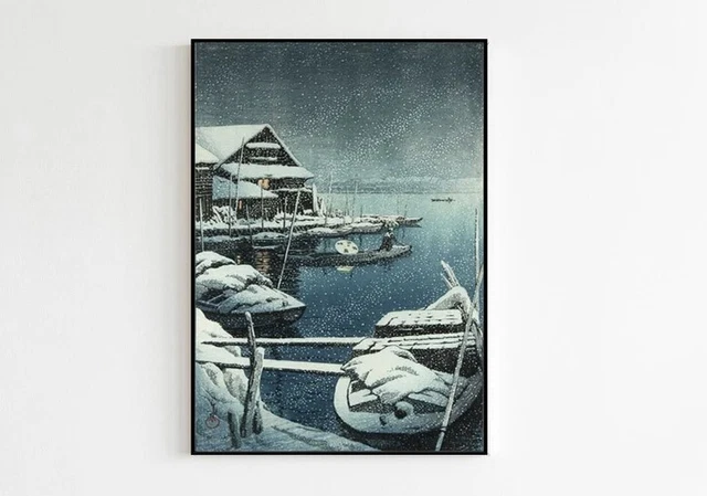 Kna Prints - Japanese Vintage Style Art Snow In Mukojima Hasui Kawase ...