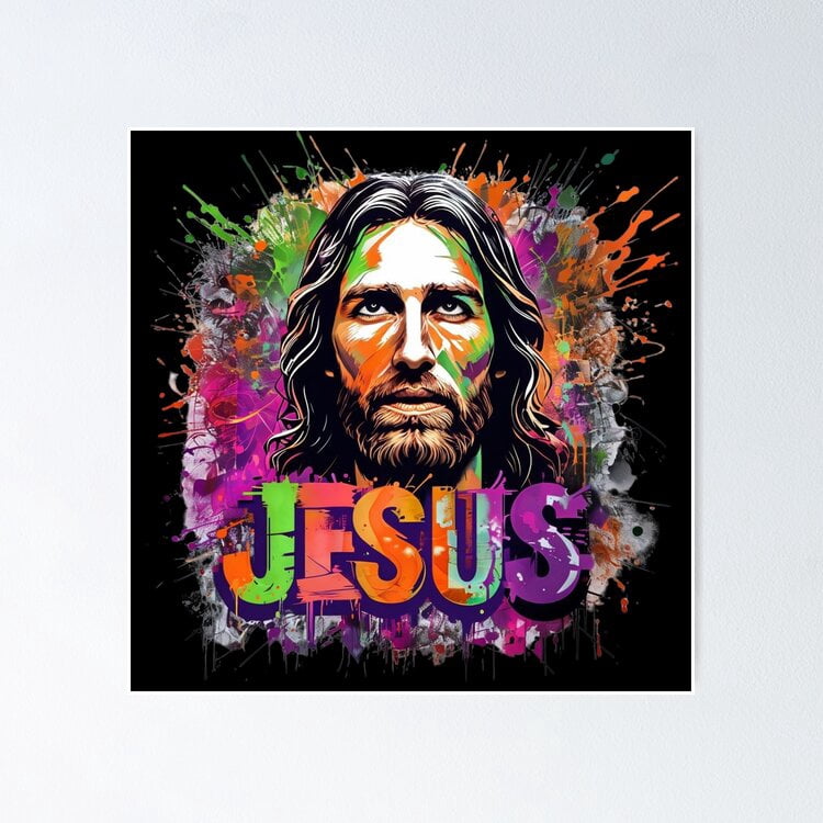 Kna Prints - Jesus 80'S Graiti Style Jesus Portrait Vibrant Colors ...