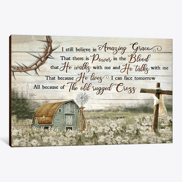 Kna Prints - Jesus Amazing Grace Cross Barn Large Christian Prints ...