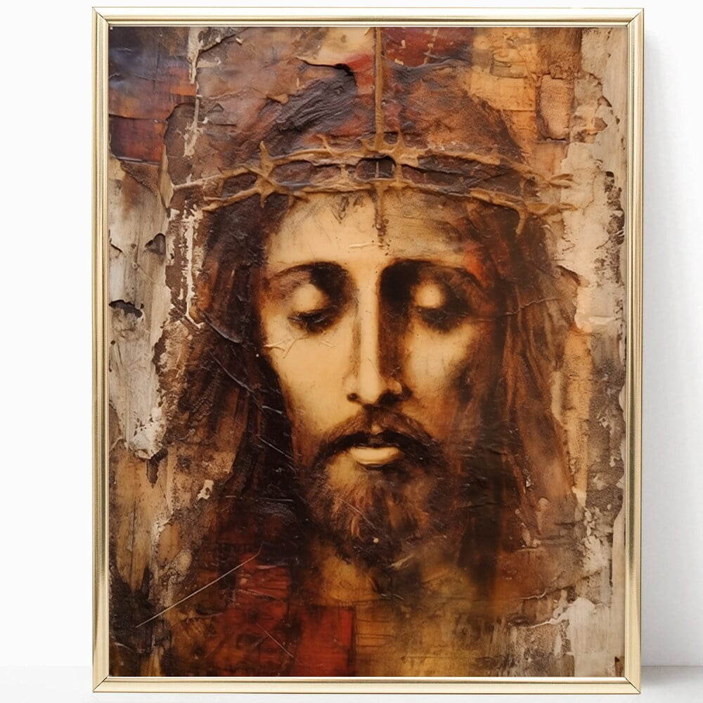 Kna Prints - Jesus Christ Crown Of Thorns Portrait Painting Poster God Print Wall Art Gift ...
