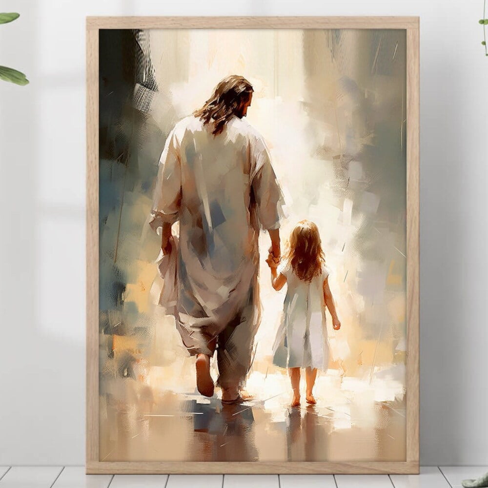 Kna Prints - Jesus Christ Girl Child Painting Print Christ'S Embrace ...