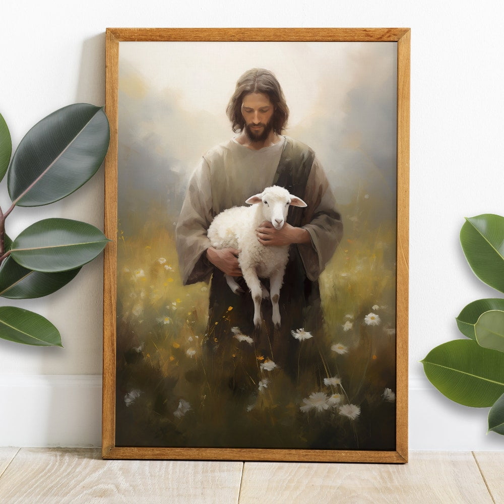 Kna Prints - Jesus Christ Leaves The 99 Print, Lost Sheep Parable Art ...