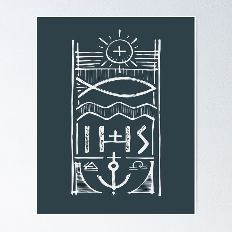 Kna Prints - Jesus Christ Symbols Badge Poster Wall Art Print For Home ...