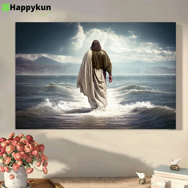 Kna Prints - Jesus Christ Walking Water Sea Pictures -Aith Art Hristian ...