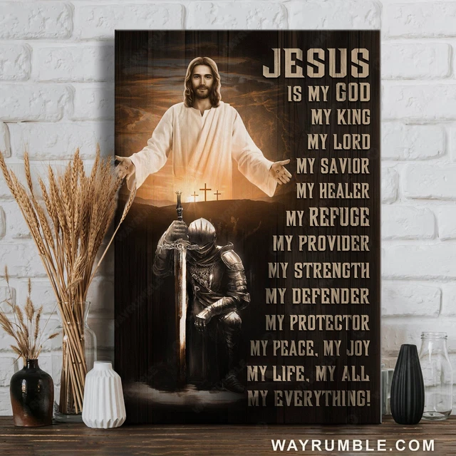 Kna Prints - Jesus Christ, Warrior, Cross Symbol, Black Background ...