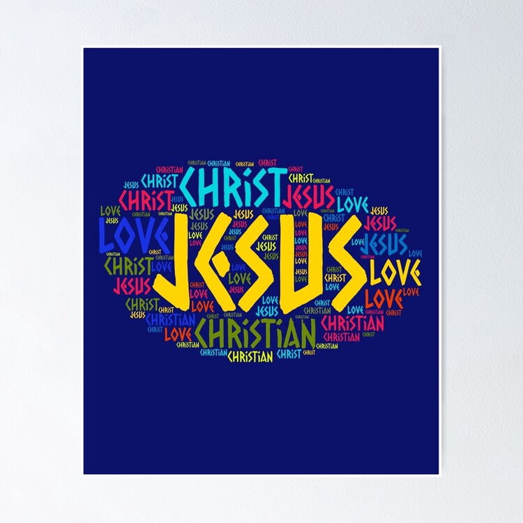 Kna Prints - Jesus Christian Word Cloud Poster Wall Art Print For Home ...