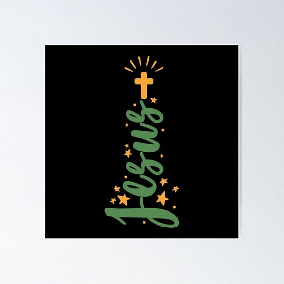 Kna Prints - Jesus Christmas Tree Cute Jesus Poster Wall Art Print For ...