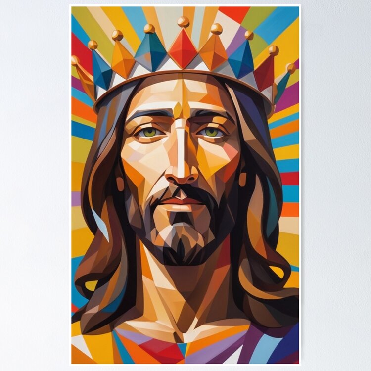 Kna Prints - Jesus Cubism Geometric Splash 1 Poster Wall Art Print For ...