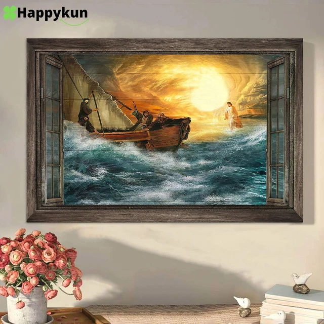 Kna Prints - Jesus Guides Us Through Storm L Art - Bible Verse ...