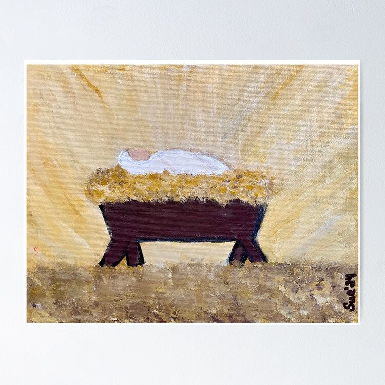 Kna Prints - Jesus In A Manger Poster Wall Art Print For Home Decor ...