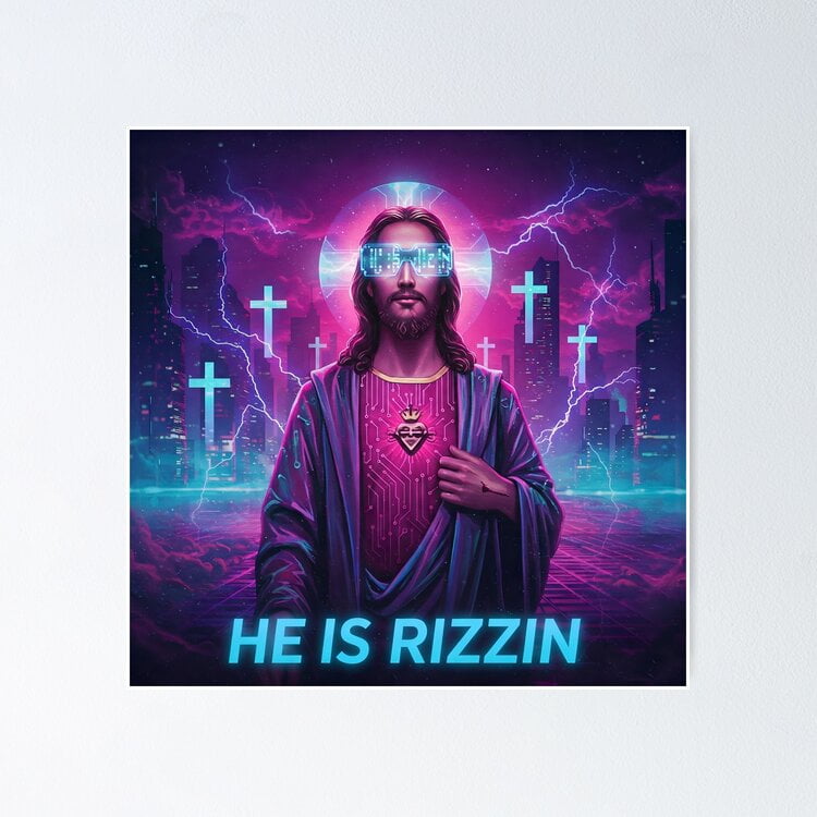 Kna Prints - Jesus Is Rizzin Cool Jesus He Is Risen Poster Wall Art ...