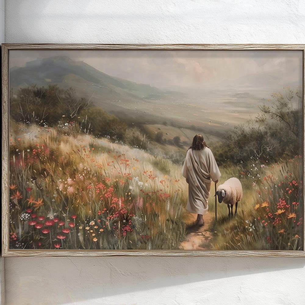 Kna Prints - Jesus Leaves The 99 Rustic Christian Landscape Poster, The ...