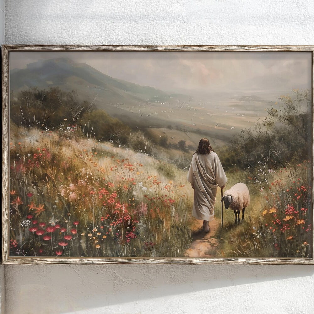 Kna Prints - Jesus Leaves The 99 Rustic Christian Landscape Poster, The ...