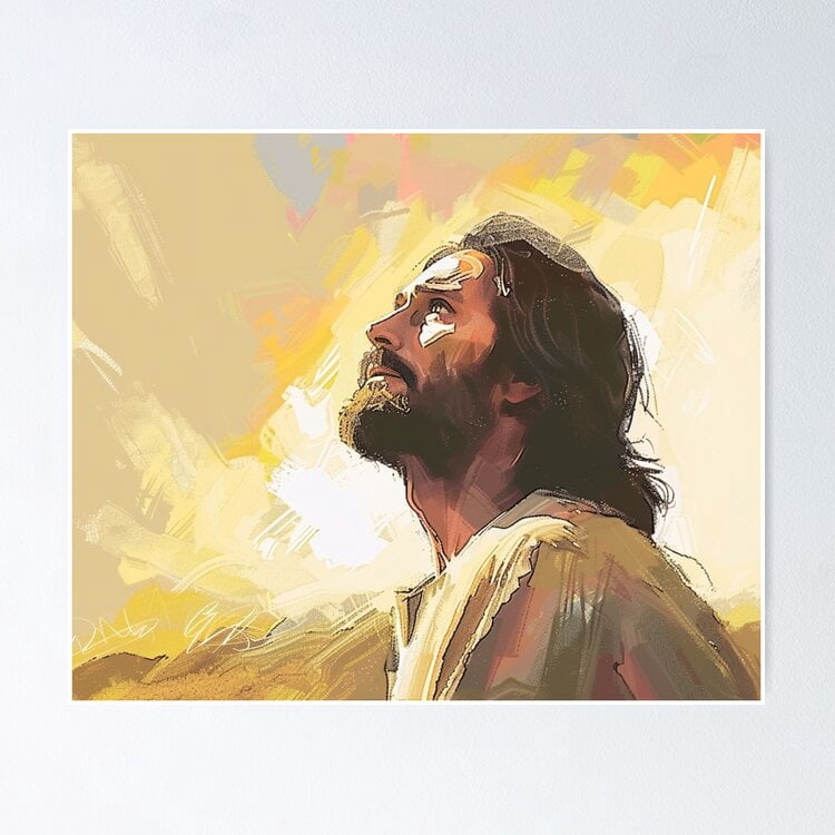 Kna Prints - Jesus Looking Up Worried Poster Wall Art Print For Home ...