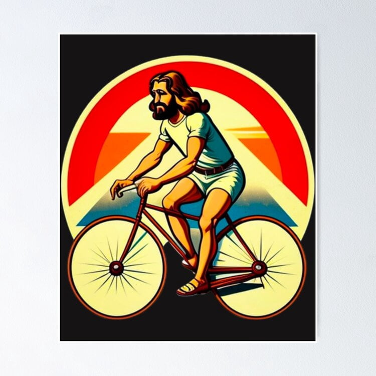 Kna Prints - Jesus On A Bike Poster Wall Art Print For Home Decor ...