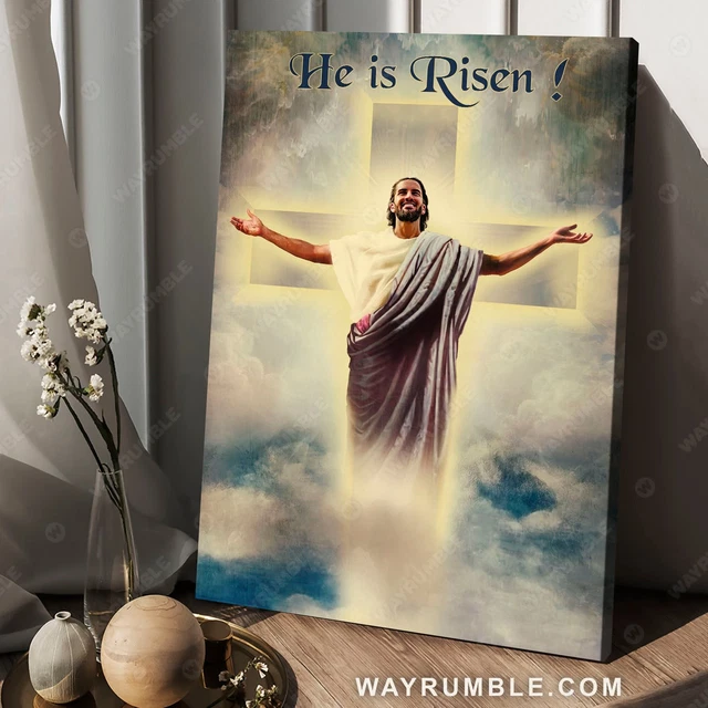 Kna Prints - Jesus Painting, Blue Sky, The Cross Light, He Is Risen ...