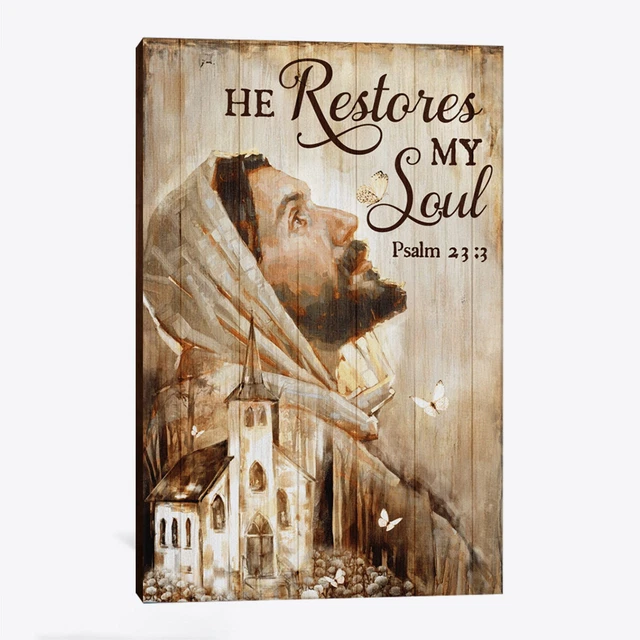Kna Prints - Jesus Portrait He Restores My Soul Prints - Jesus Christ ...