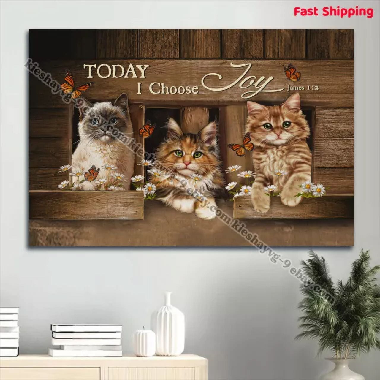 Kna Prints - Jesus Poster Amazing Cat, Pretty Daisy, Monarch Butterfly Poster Gift For Chr Home ...