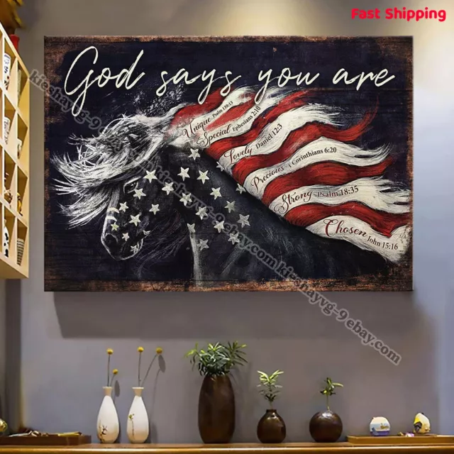 Kna Prints - Jesus Poster Amazing Horse, America Flag Poster Gift For ...