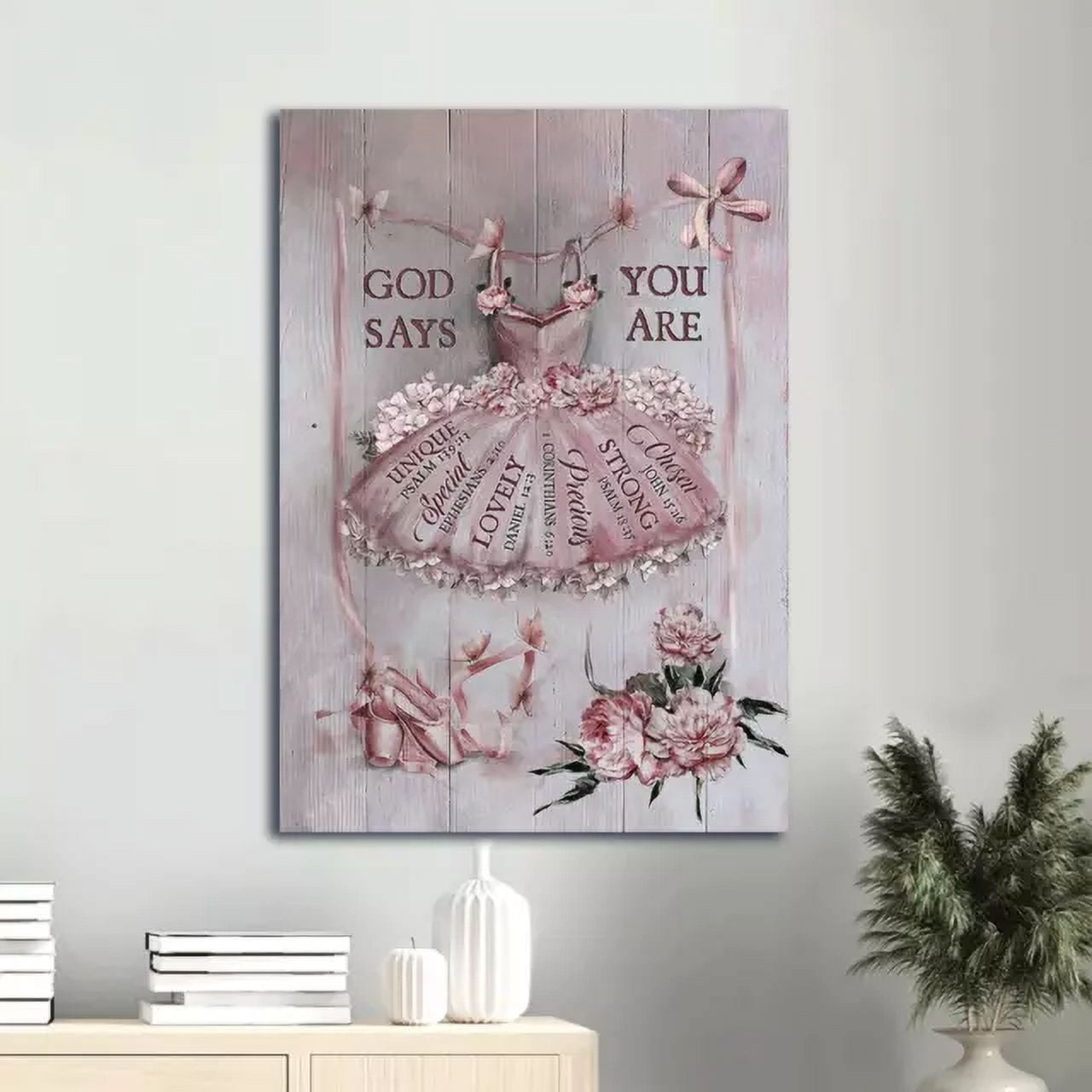 Kna Prints - Jesus Poster Ballet Drawing, Pretty Pink Dress, Lovely Peony Poster Gift For Home ...