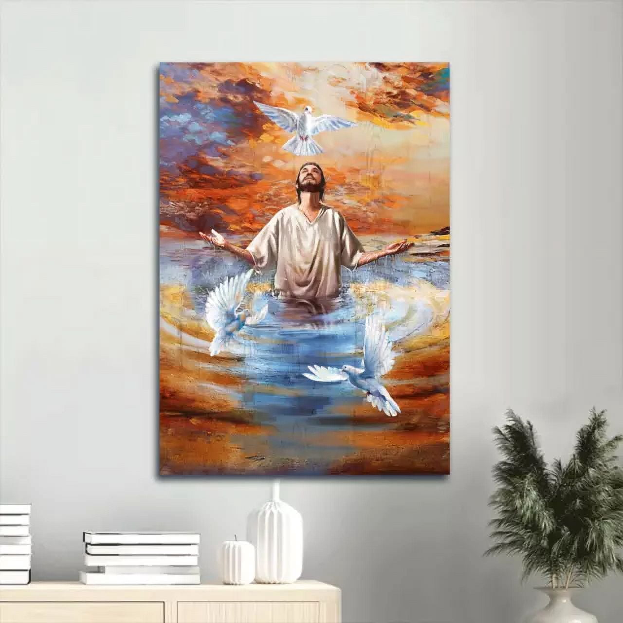 Kna Prints - Jesus Poster Beautiful Doves, Baptism Poster Gift For ...