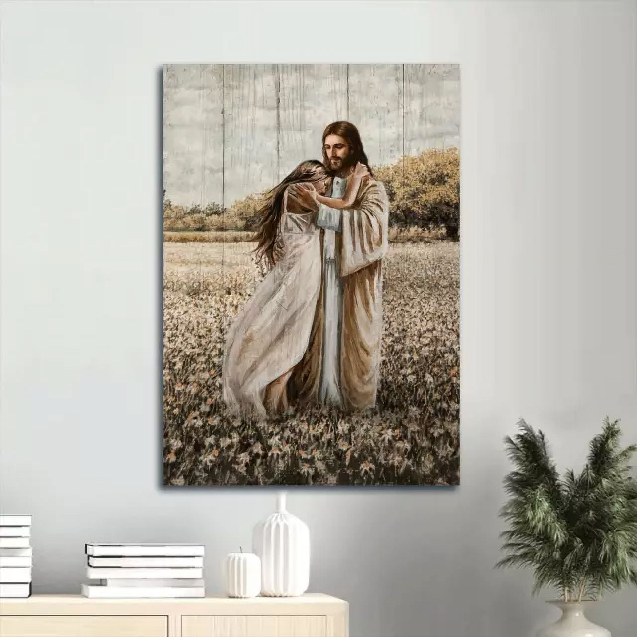 Kna Prints - Jesus Poster Beautiful Girl, Jesus Hug, Flower Field ...