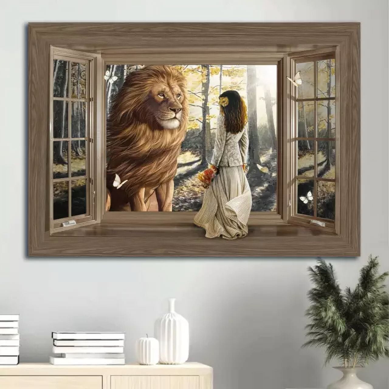 Kna Prints - Jesus Poster - Beautiful Lion, Wooden Window, Pretty Girl ...