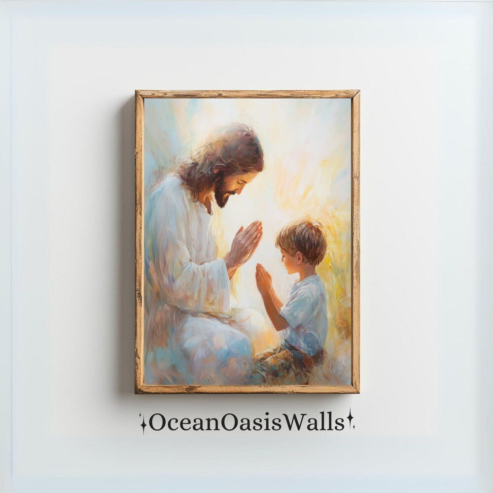 Kna Prints - Jesus Praying Painting, Jesus Praying With Boy, Jesus ...