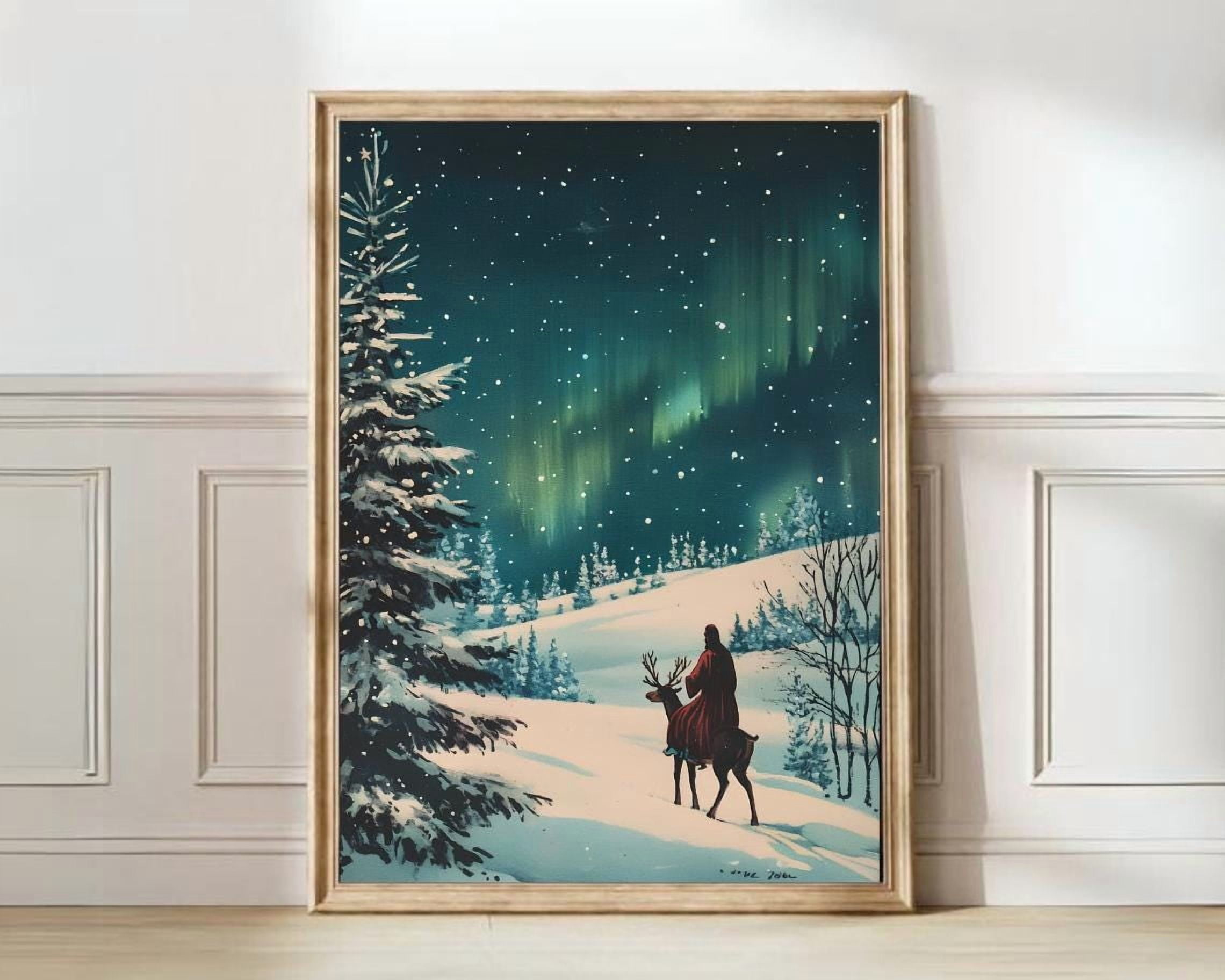 Kna Prints - Jesus Print Print Snowy Winter Print Holy Night Decor ...