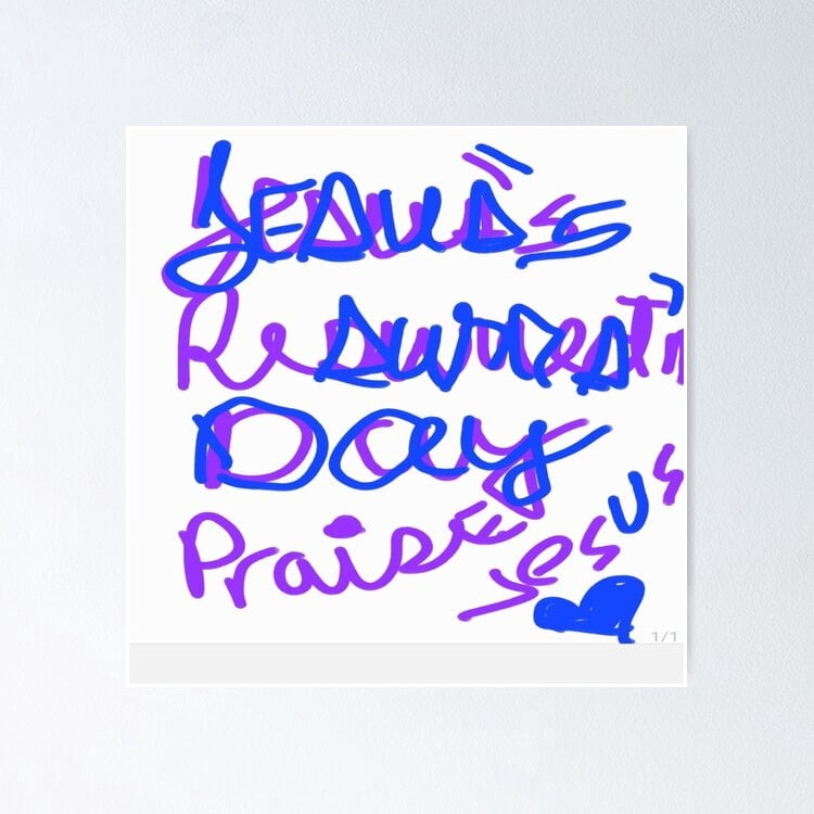 Kna Prints - Jesus Resurrection Praise Jesus Blue Hearts Poster Wall ...