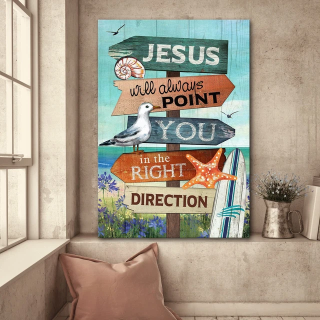 Kna Prints - Jesus, Seagull, Lovely Beach - Jesus Will Always Point You ...