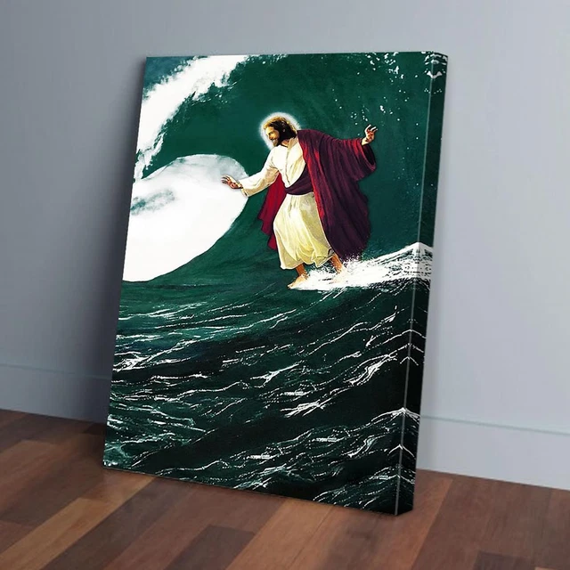 Kna Prints - Jesus Surfing, Wall Art Print For Home Decor, Living Room ...