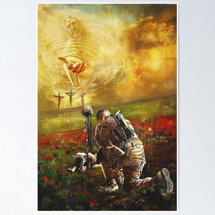Kna Prints - Jesus Veteran Army Art Poster Wall Art Print For Home ...