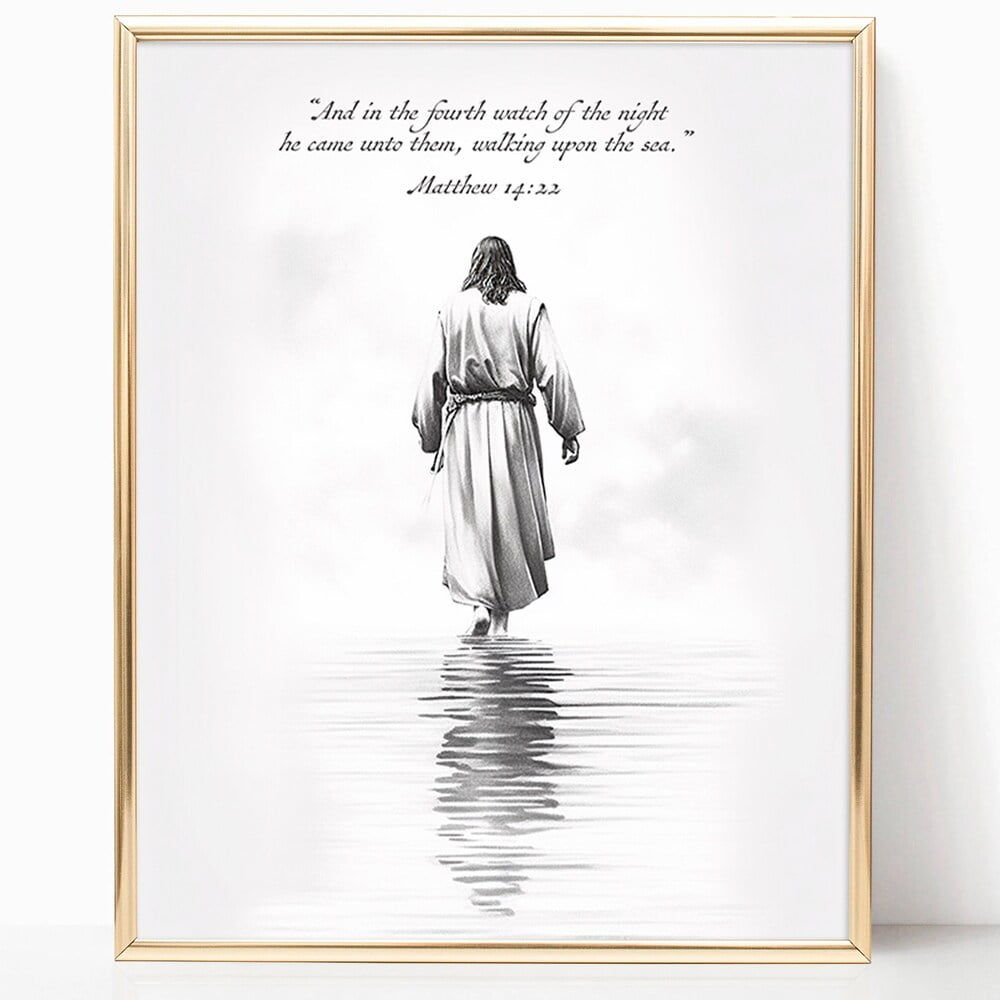 Kna Prints - Jesus Walking On Water Poster Matthew 14:22 Print Bible ...