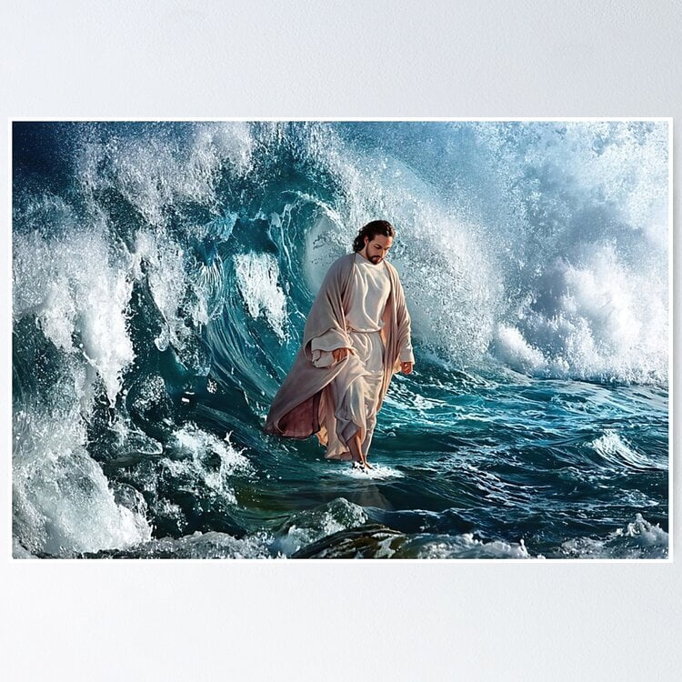 Kna Prints - Jesus Walks On Water Git Christian Jesus Lovers Poster Wall Art Print For Home ...