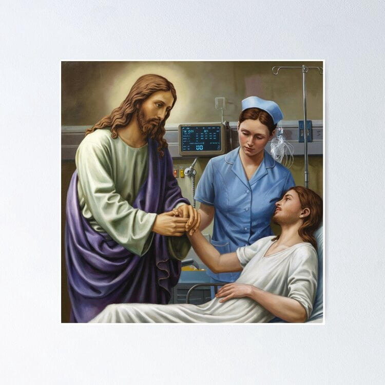 Kna Prints - Jesus With A Nurse Poster Wall Art Print For Home Decor ...