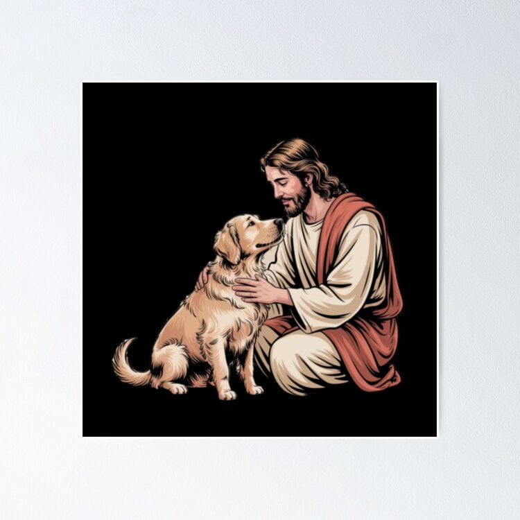 Kna Prints - Jesus With Dog Poster Wall Art Print For Home Decor ...