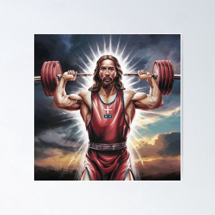 Kna Prints - Jesus With Six Pack. Jesus Walking Out Poster Wall Art ...