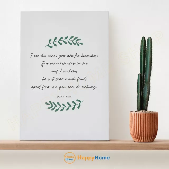 Kna Prints - John 15:5 Bible Verse Print Botanical Scripture Wall Art ...